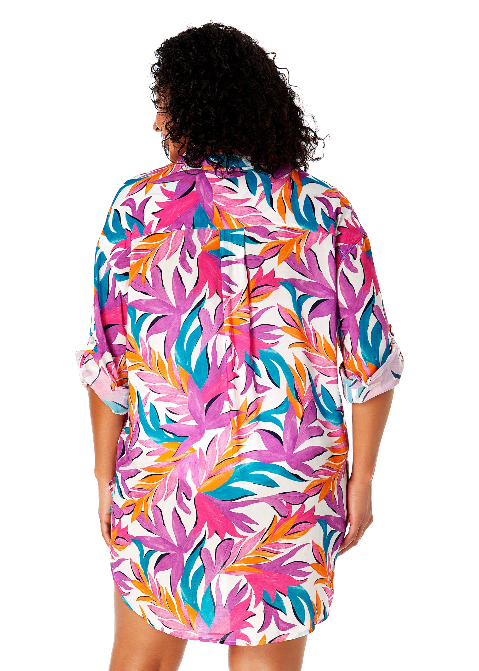 Plus Size Dance Floor Palm Button Down Shirt Swimsuit Cover Up – Anne Cole