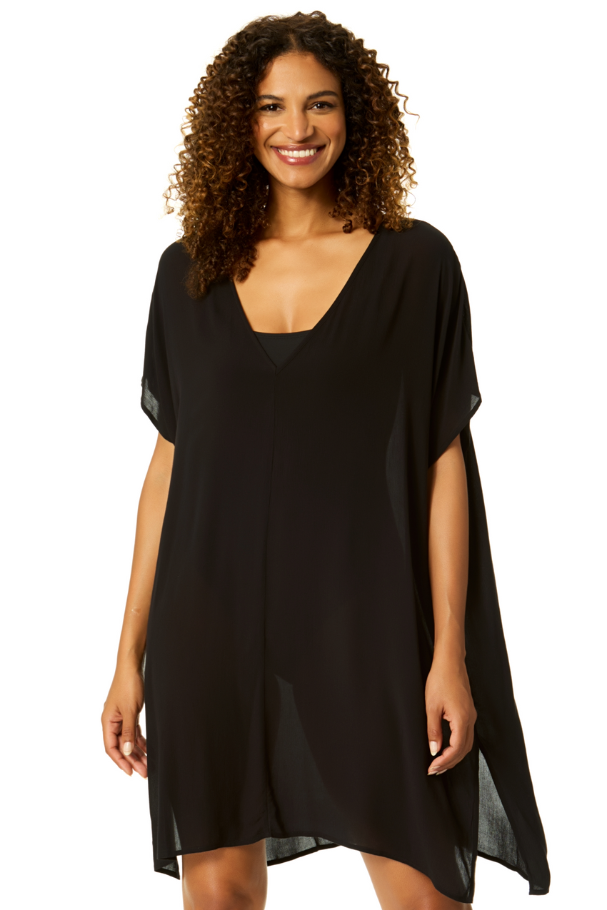 Anne Cole Black V Neck Cross Back One Piece Swimsuit | Cross Back Black ...