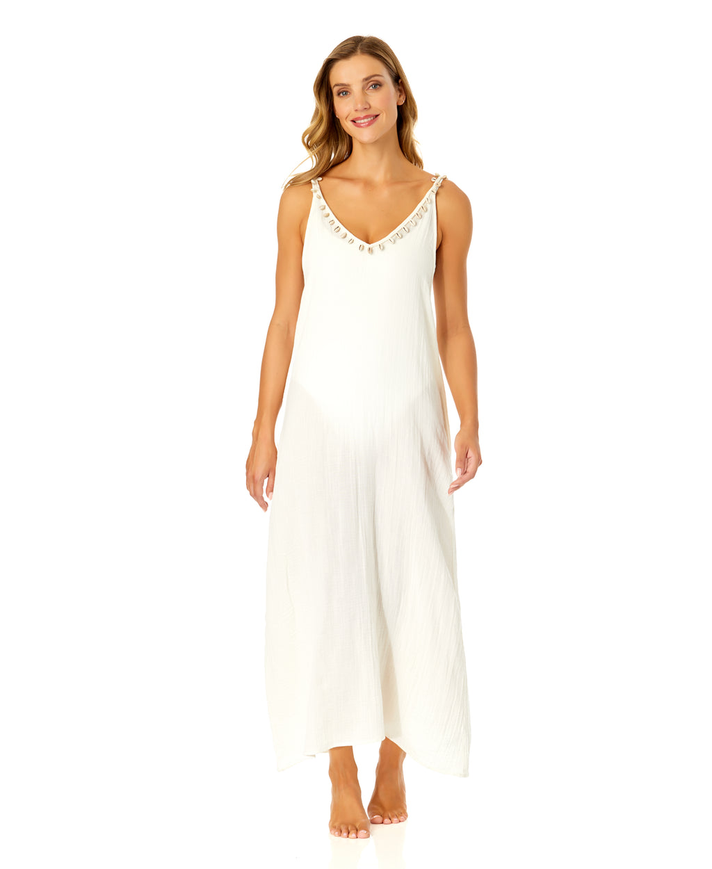 Women's V Neck Braided Shell Strap Cover Up - Anne Cole